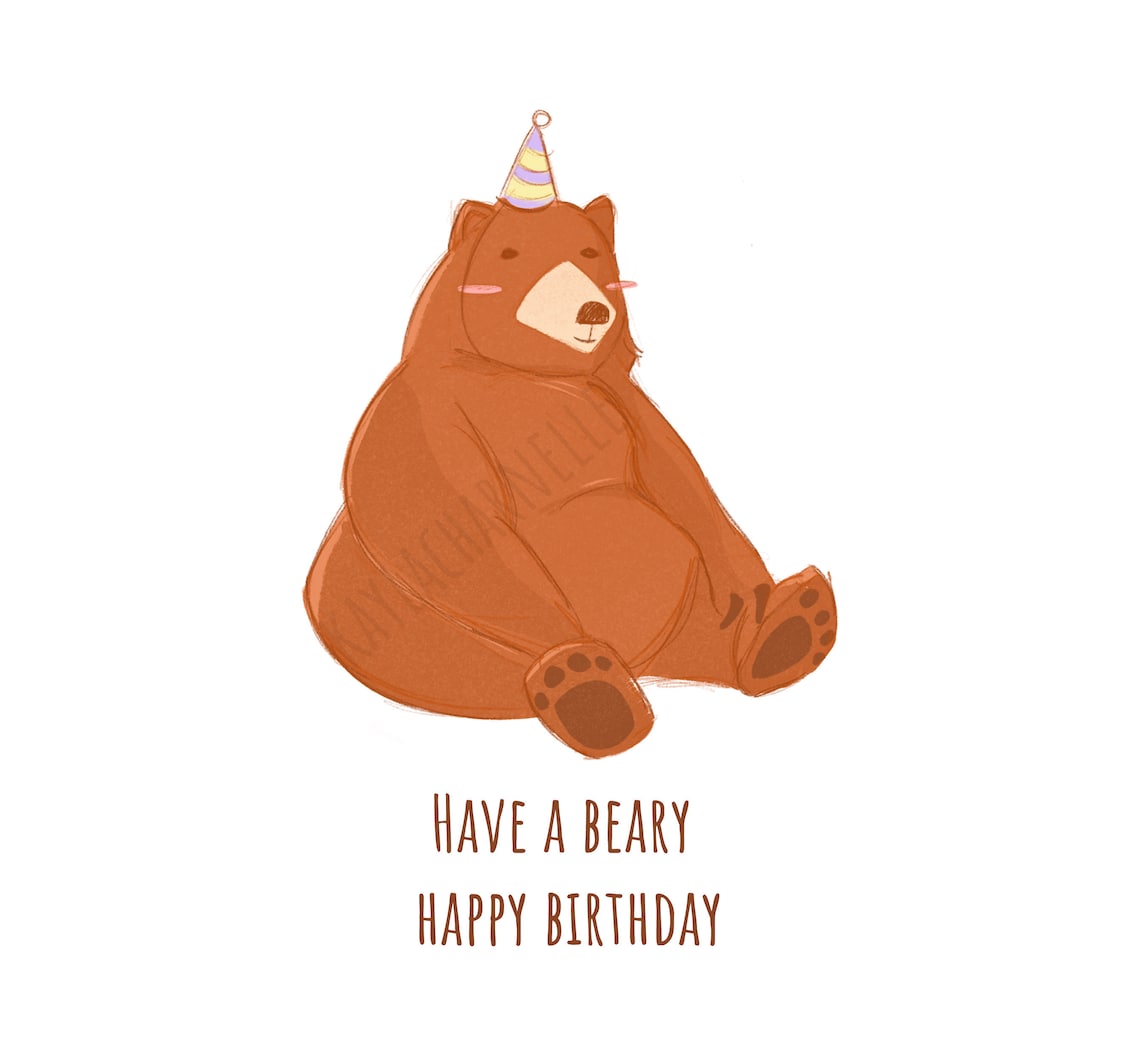 Have A Beary Happy Birthday Cute Animal Illustration | Etsy