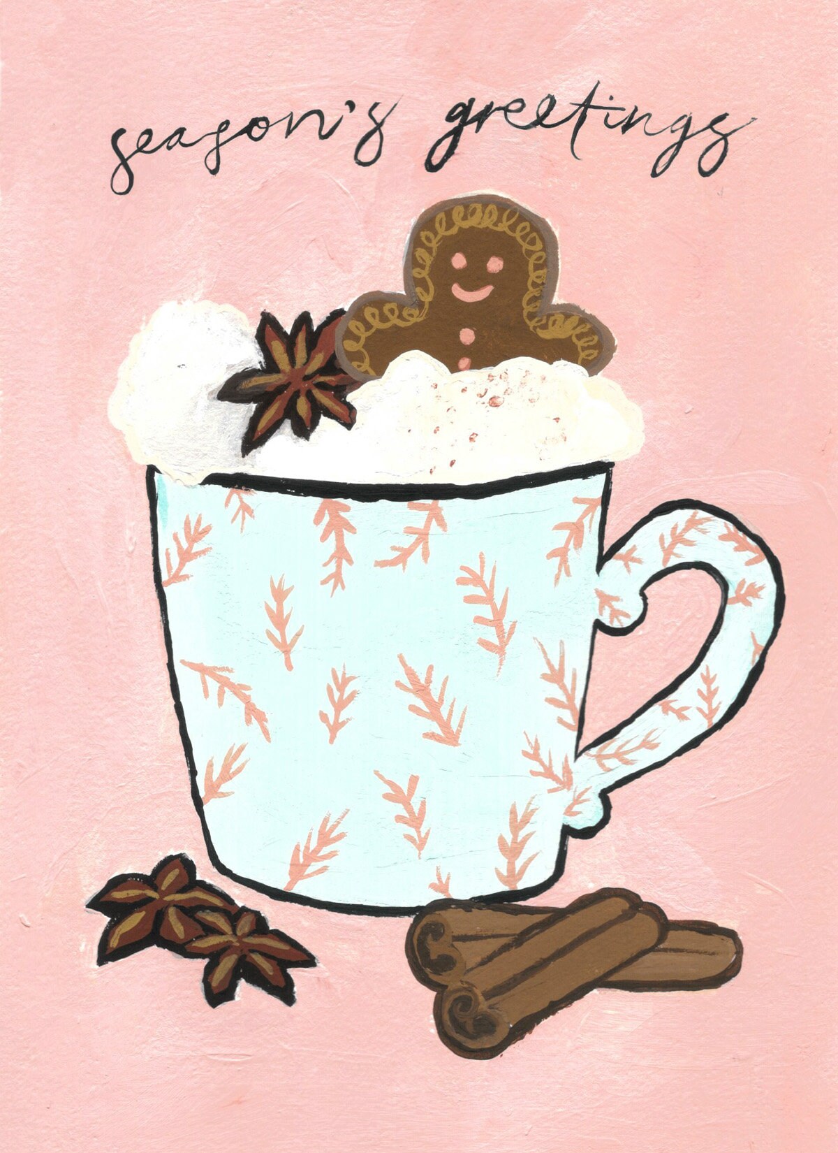 Gingerbread Season's Greetings Card Modern Christmas - Etsy