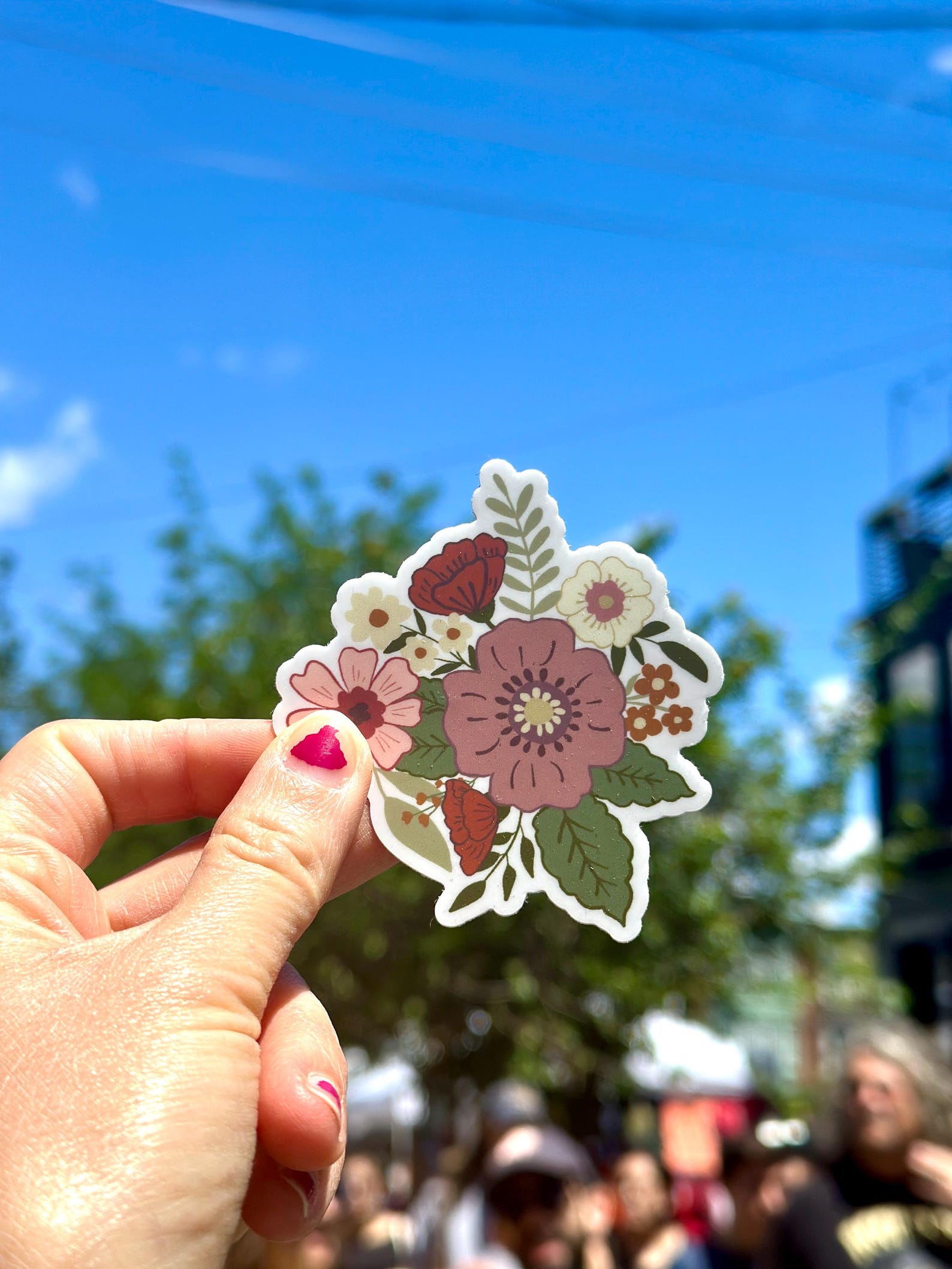 Illustrated Flower Vinyl Sticker - 3" Vinyl Decal - Waterproof Sticker ...
