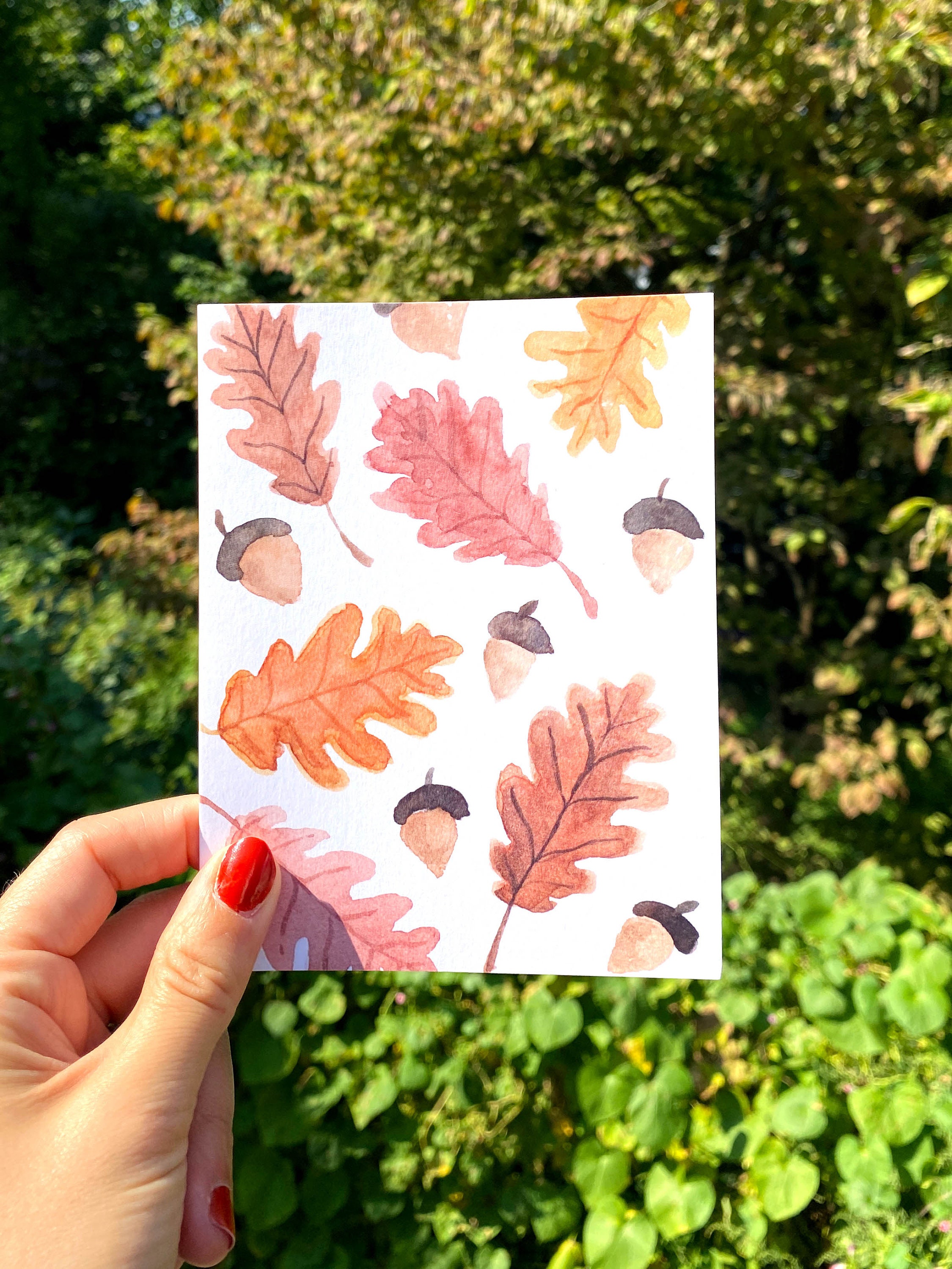 Autumn Leaves Greeting Card With Envelope - Fall Notecard - Etsy