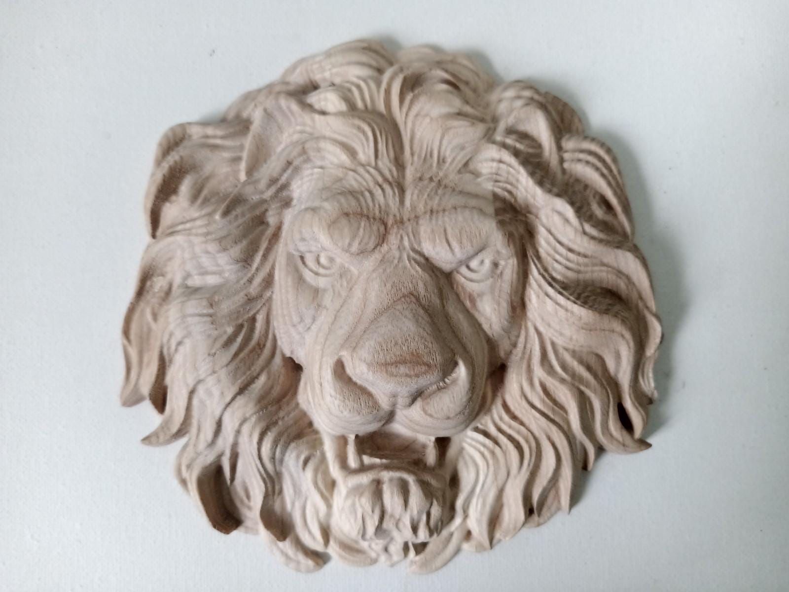 Wooden Lion Head Carved Onlay – Decorative Wooden Applique for ...