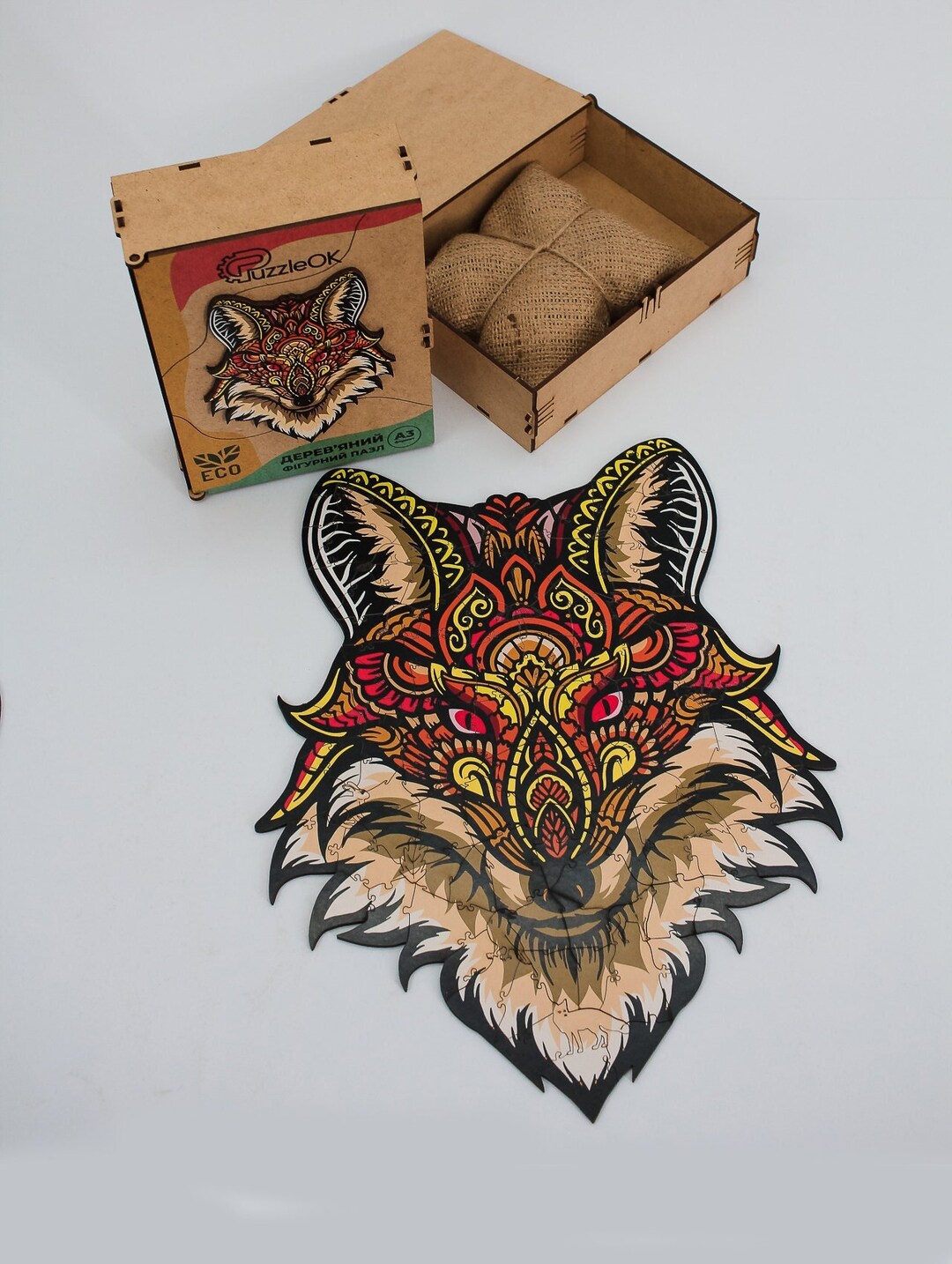 Animal Wooden Puzzle Enchanted Fox Gift Wooden Ecofriendly Puzzle ...