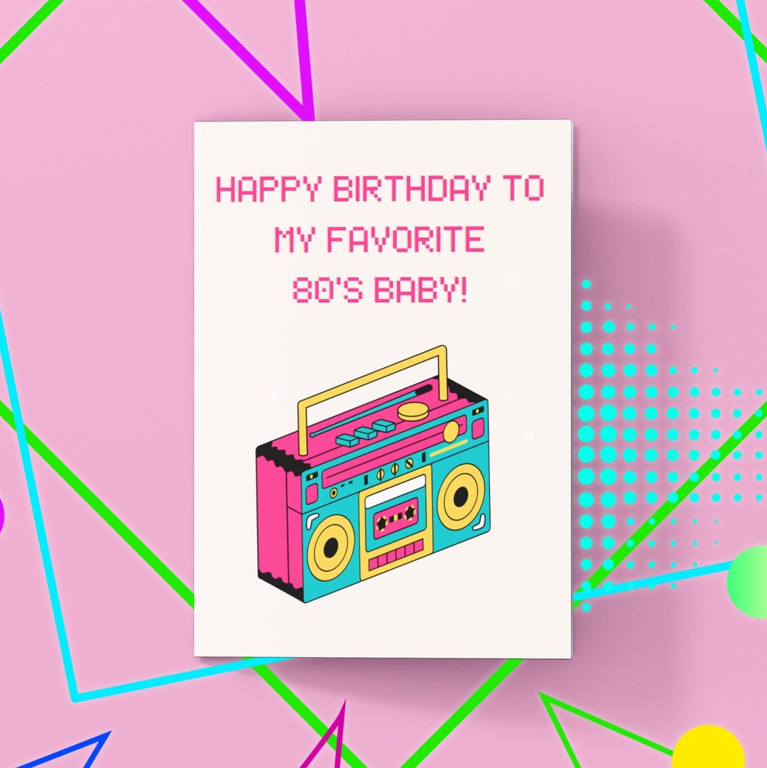 80's Themed Birthday Card 1 instant Digital Download - Etsy