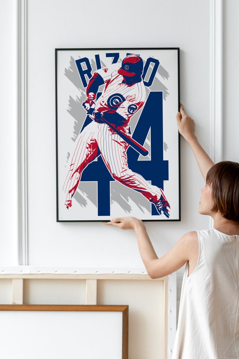 Anthony Rizzo Poster, Cubs Fan Art, Baseball Print, MLB Legends Poster ...