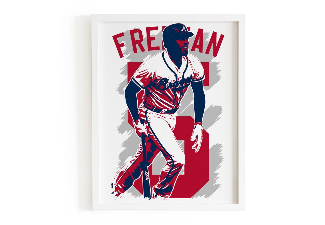 Freddie Freeman Baseball Poster, Freddie Freeman Print, Atlanta Braves ...
