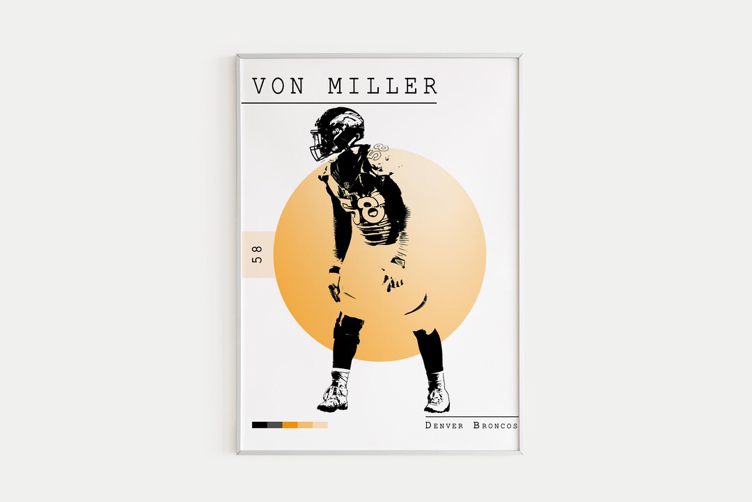 Von Miller Poster, Sport Art Print, Minimalist Football Wall Decor ...