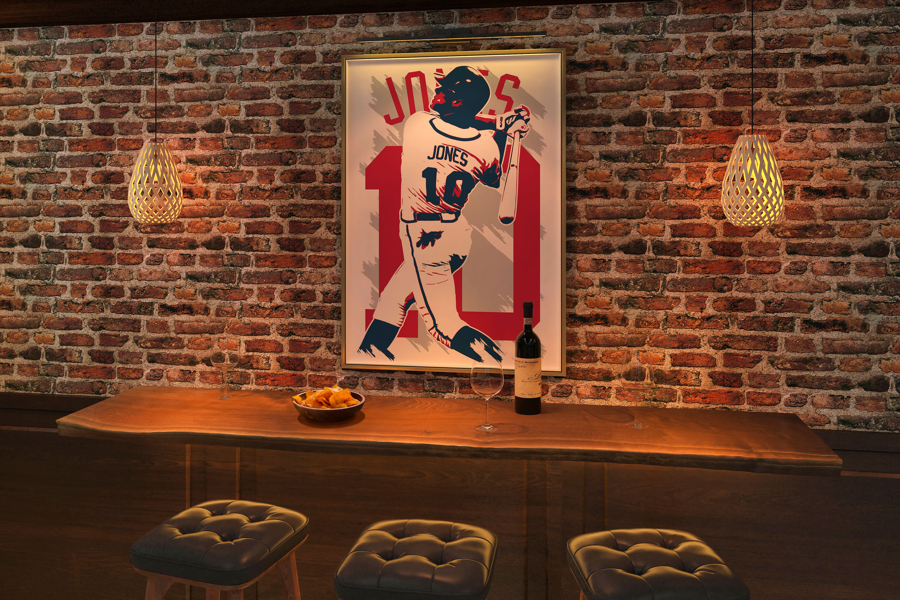 Chipper Jones Baseball Poster, Chipper Jones Print, Chipper Jones Art ...