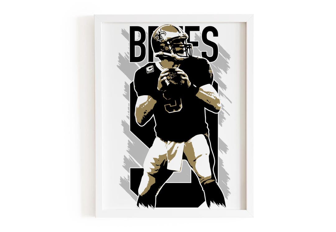 Drew Brees Wall Art, New Orleans Football Poster, Saints Fan Gift, NFL ...