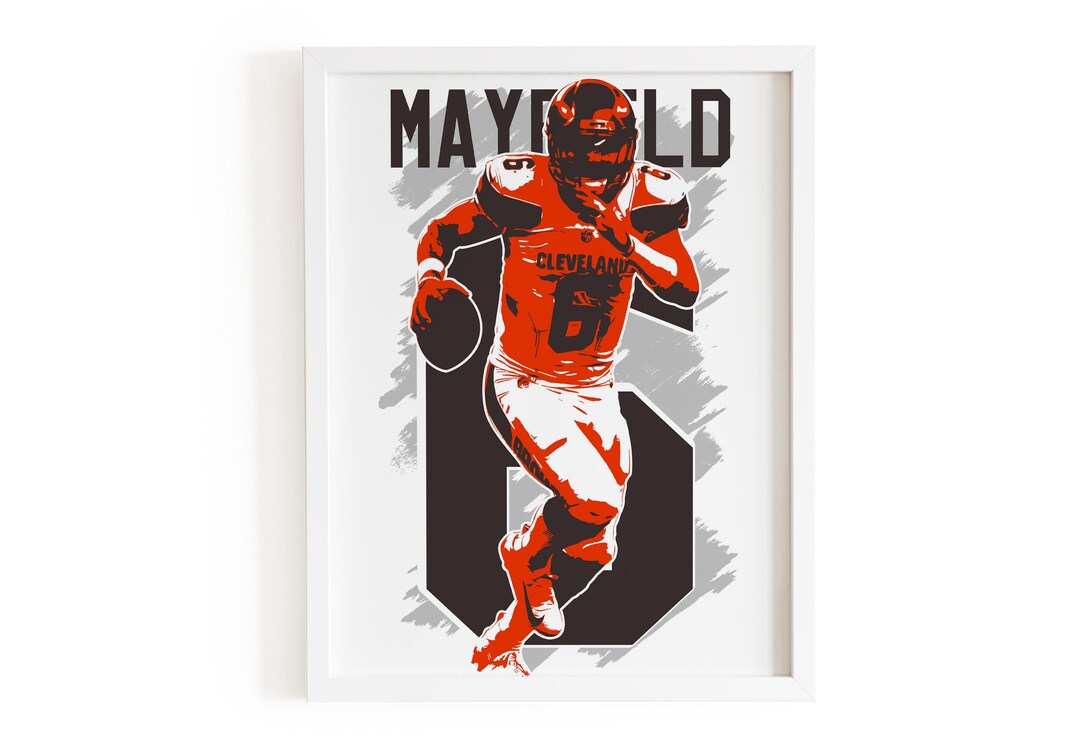 Baker Mayfield Football Poster, Cleveland Browns Wall Art, Sports Fan ...