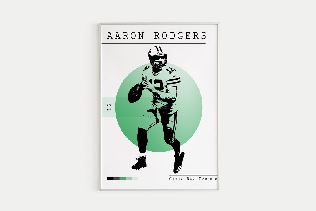 Aaron Rodgers Poster, Sport Art Print, Minimalist Football Wall Decor ...