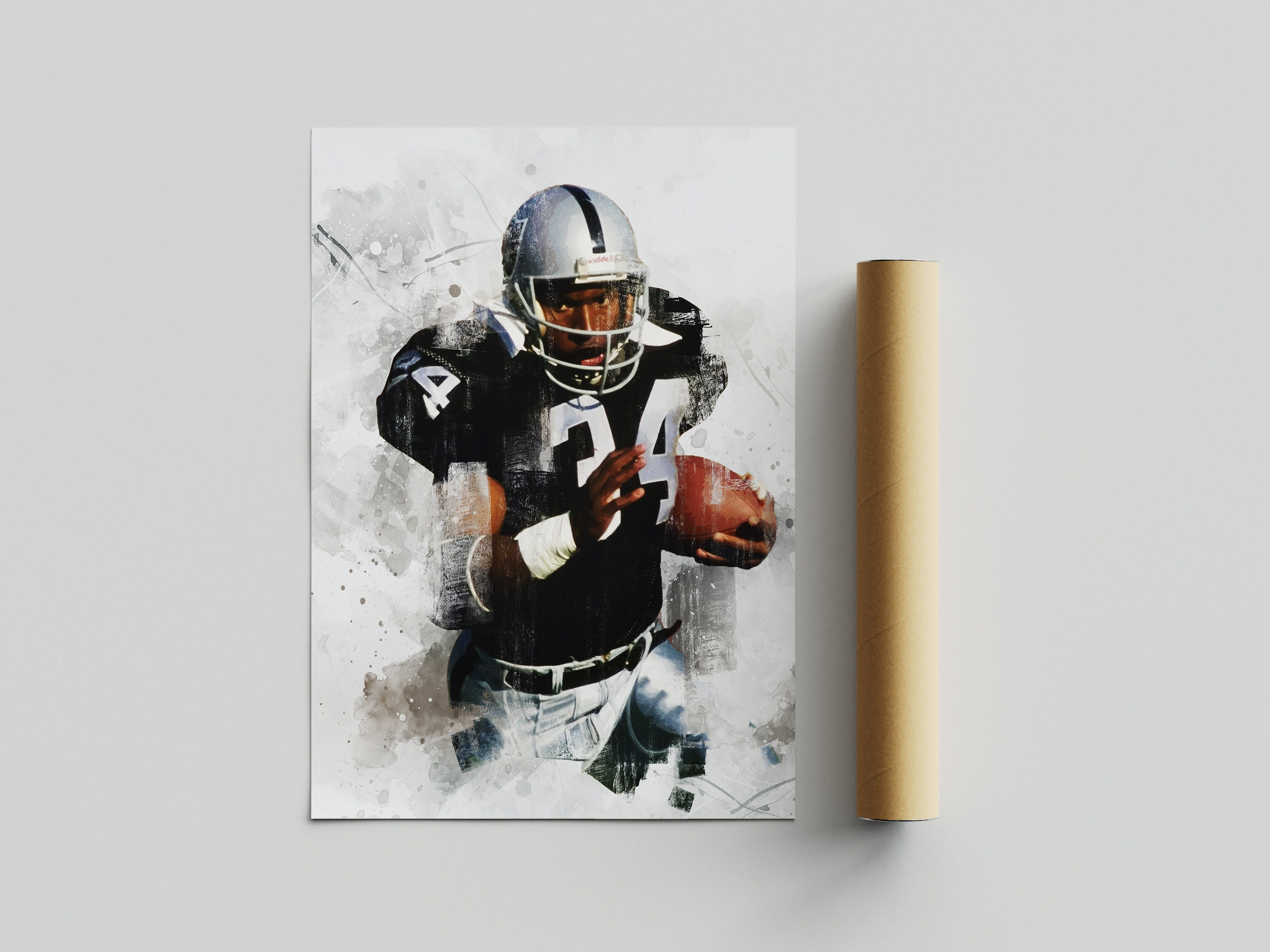 Bo Jackson Poster, Bo Jackson Watercolor Print, Football Player Poster ...