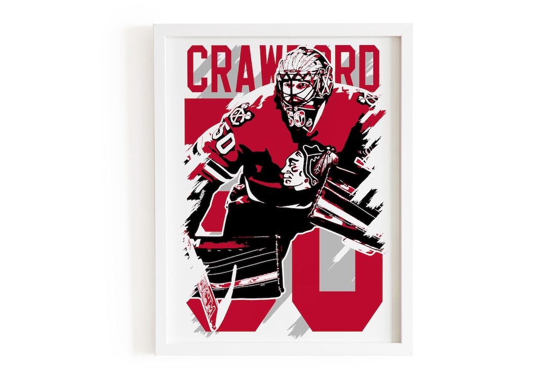 Corey Crawford Poster, Hockey Posters, Chicago Blackhawks Wall Decor ...