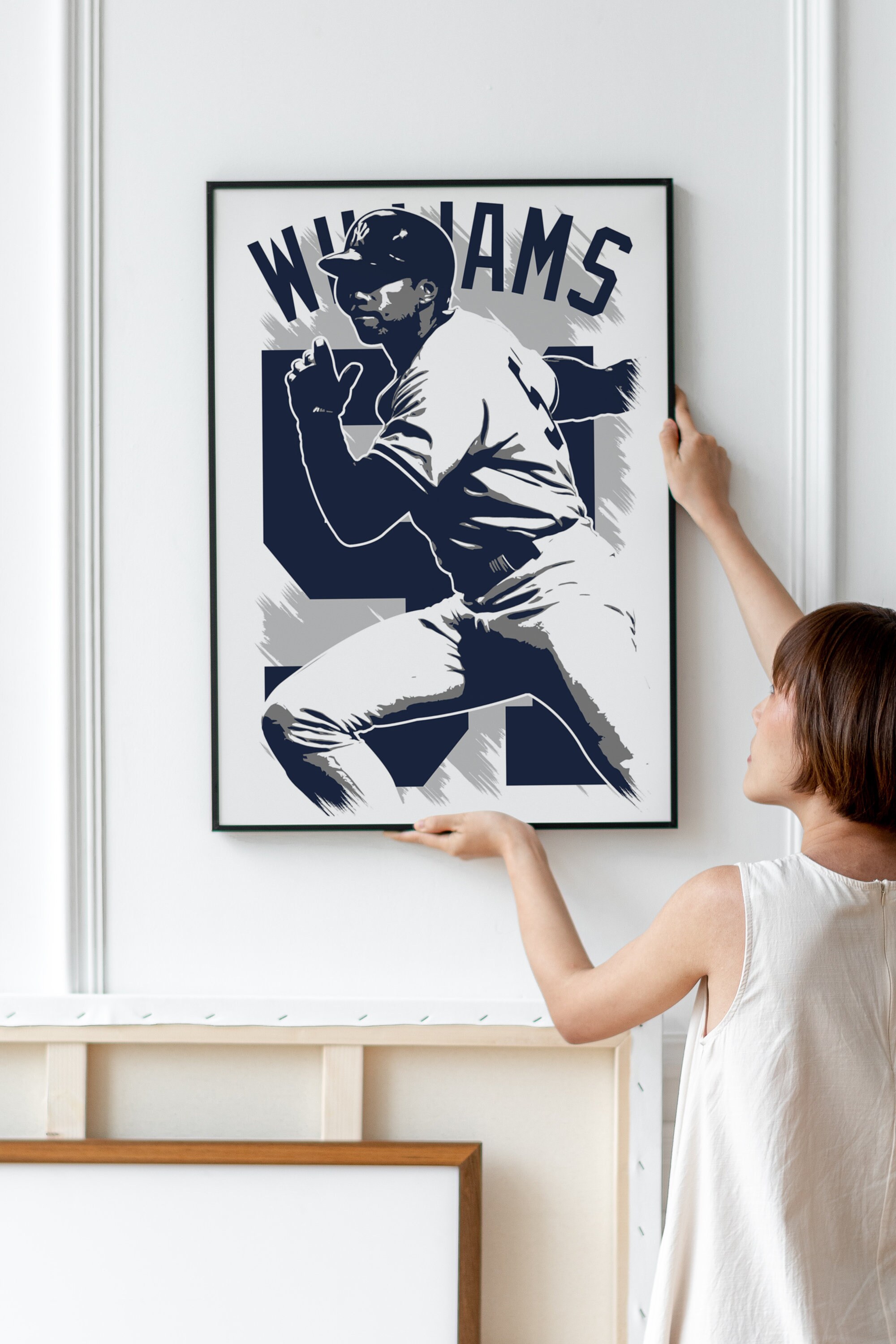 Bernie Williams Poster, Yankees Legends Wall Art, Baseball Art Print ...