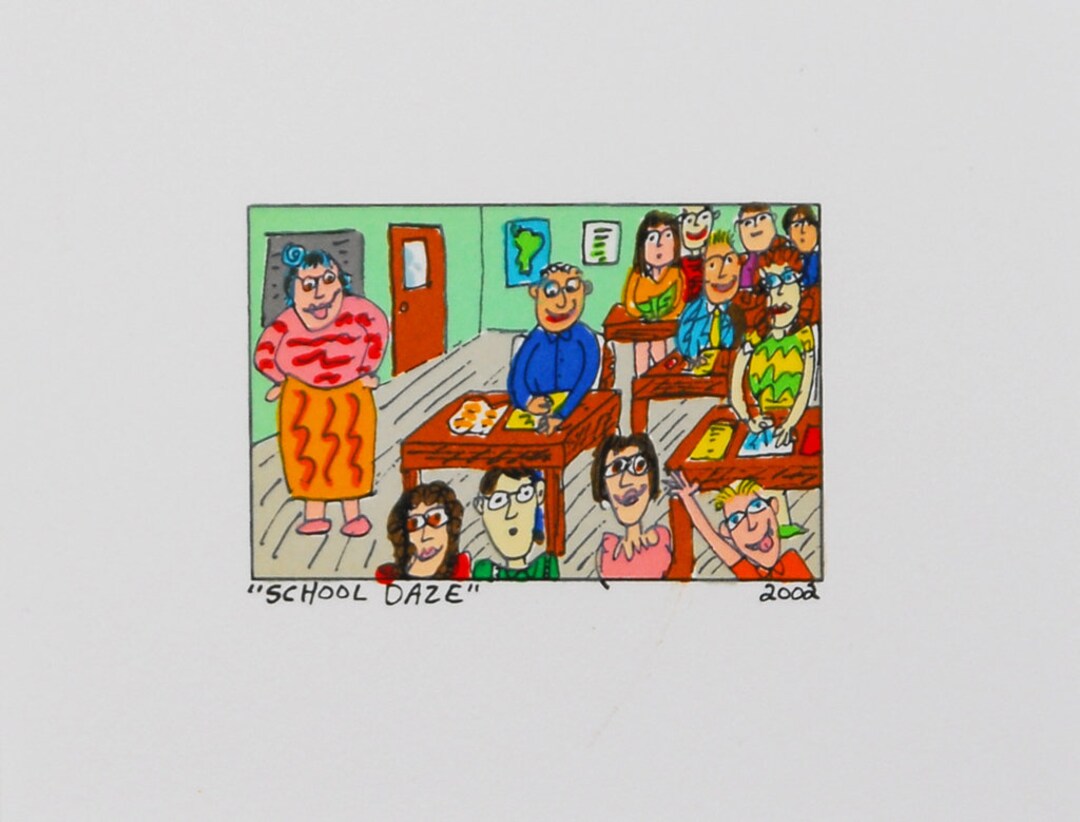 James Rizzi Color Lithograph School Daze Picture 11.7 X 14.7 Cm Art ...