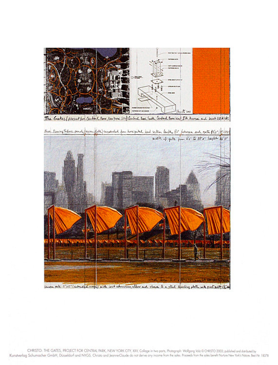 Christo the Gates XXV Poster Art Print Picture on Hammered Cardboard 42 ...