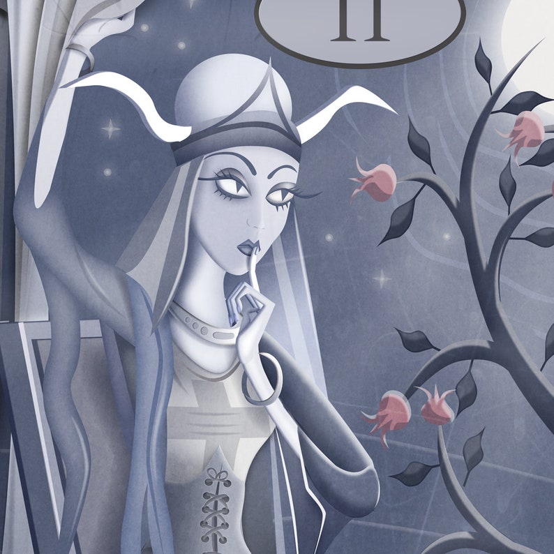 The High Priestess Tarot Art Print Miseryweeds Gothic Art Etsy