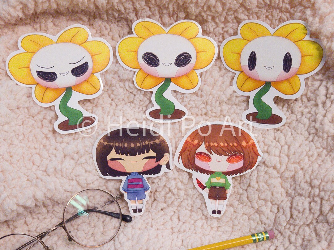 Undertale Inspired Chibi Stickers: Frisk, Chara, Flowey - Etsy