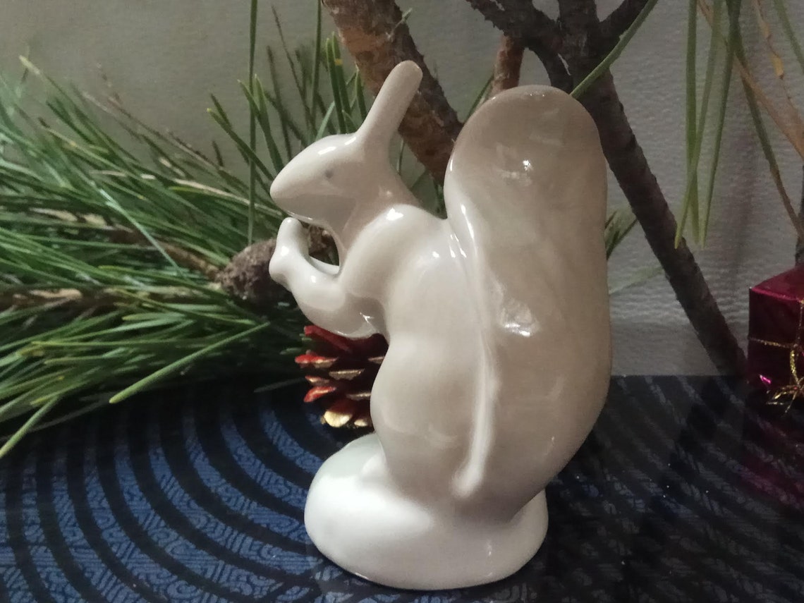 Vintage Porcelain Figurine Squirrel with Nuts Figurine | Etsy