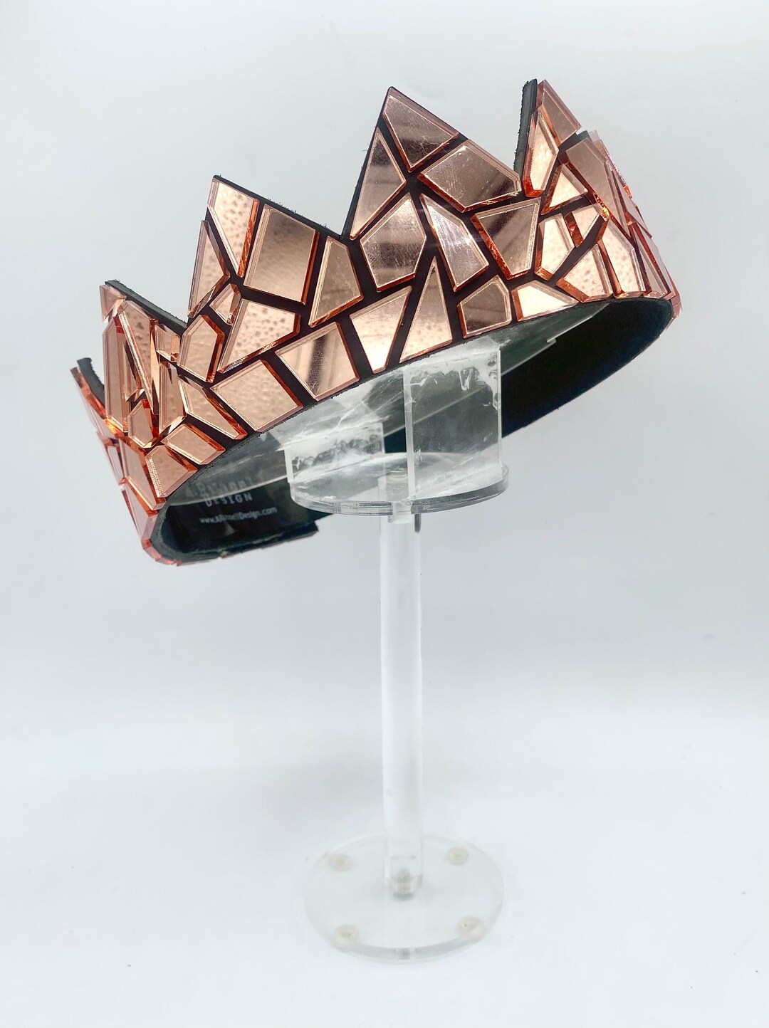 Rose Gold Mirror Crown on Black Leather - Etsy