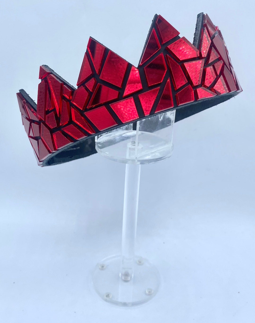 Ruby Red Mirror Crown on Black Leather - Etsy