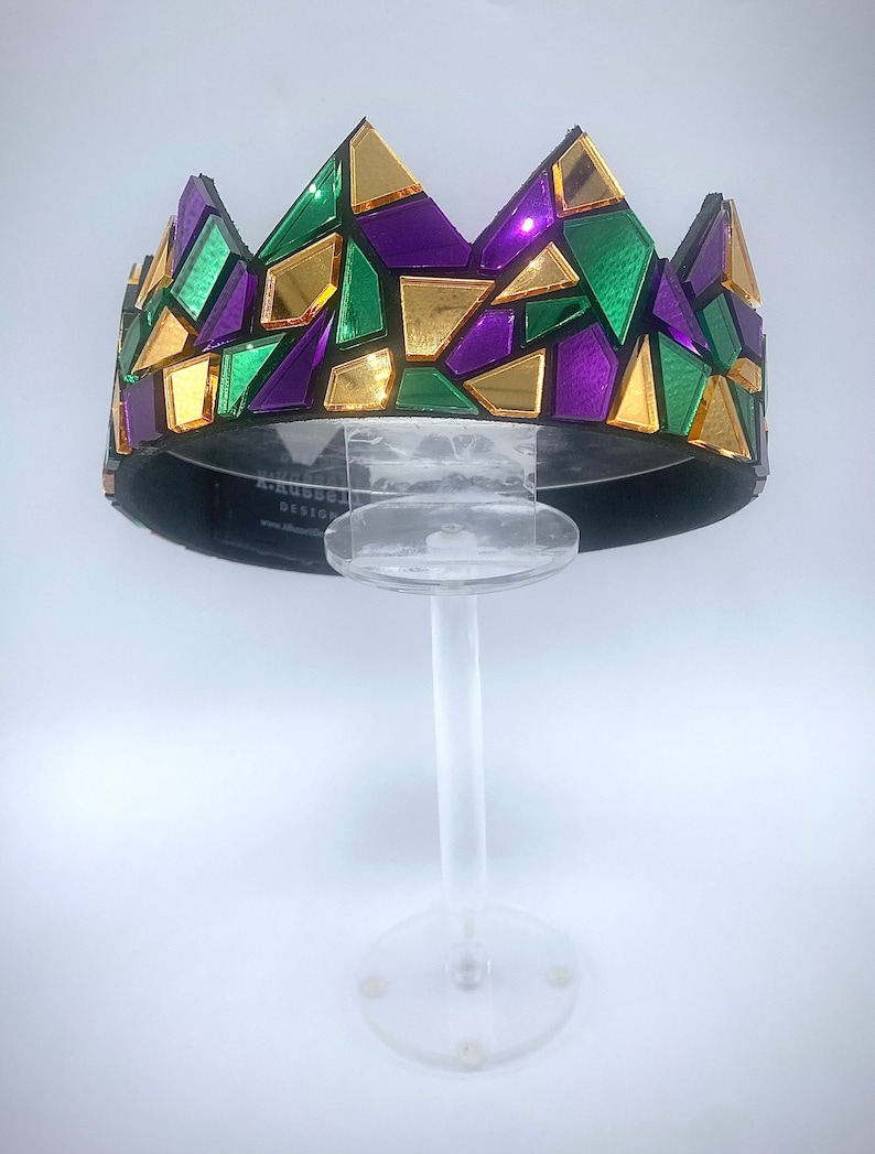 Mardi Gras Mirror Crown on Black Leather - Etsy