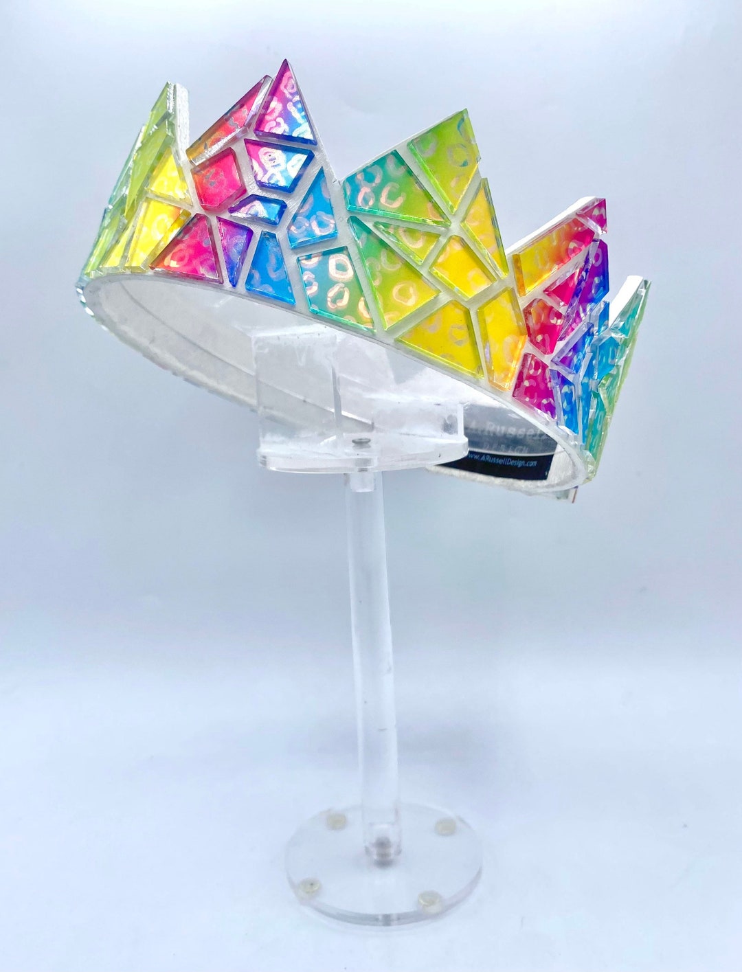 Holographic Rainbow Crown on White Leather (leopard Print) - Etsy