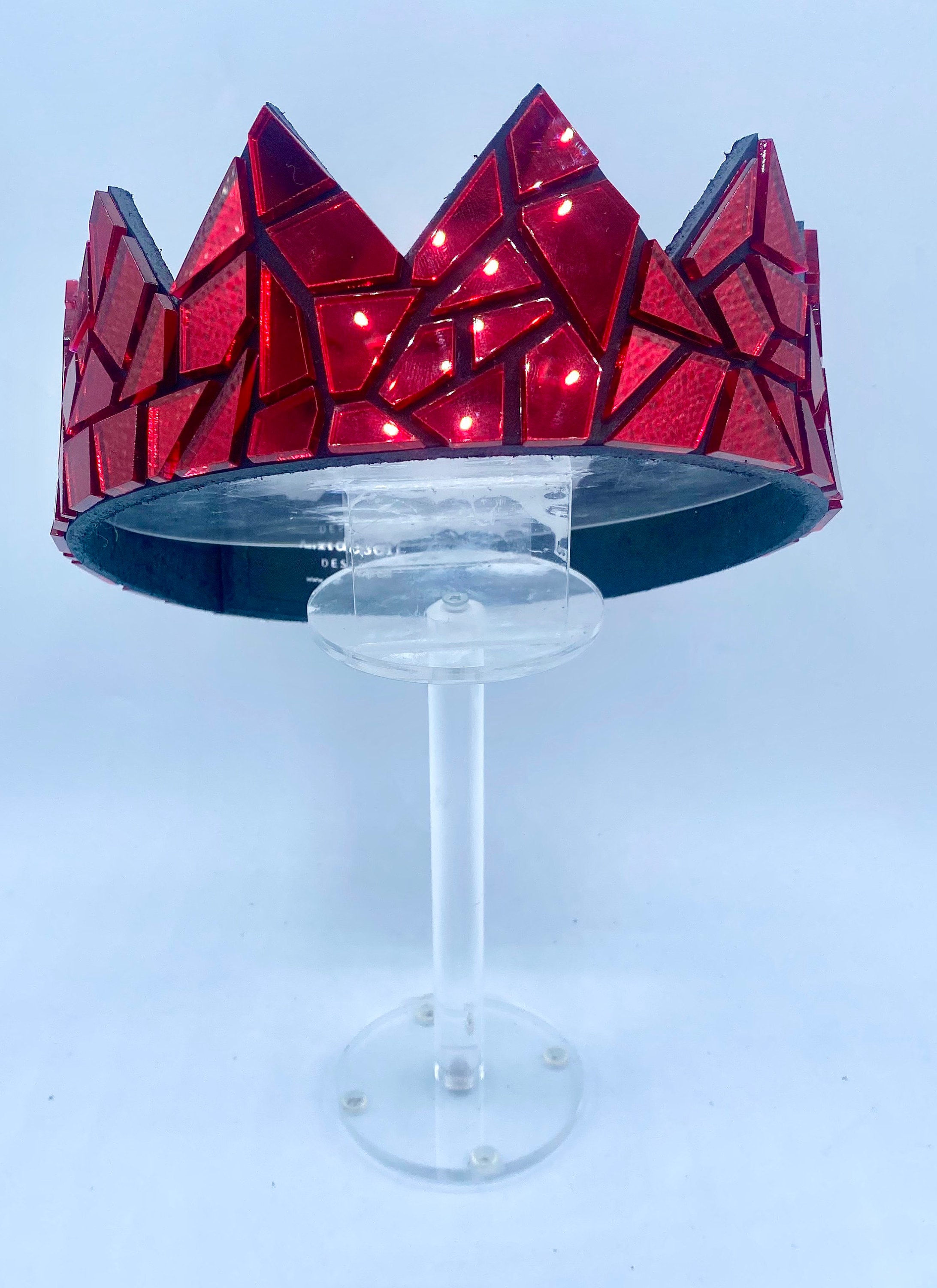 Ruby Red Mirror Crown on Black Leather - Etsy