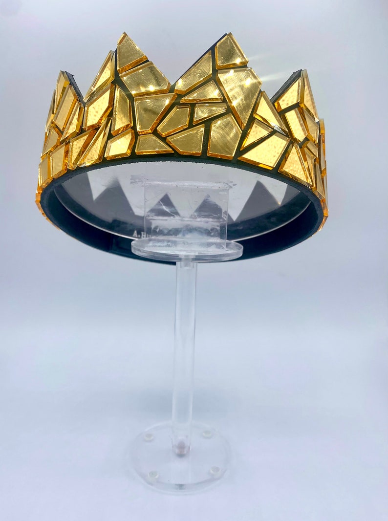 Gold Mirror Crown on Black Leather - Etsy