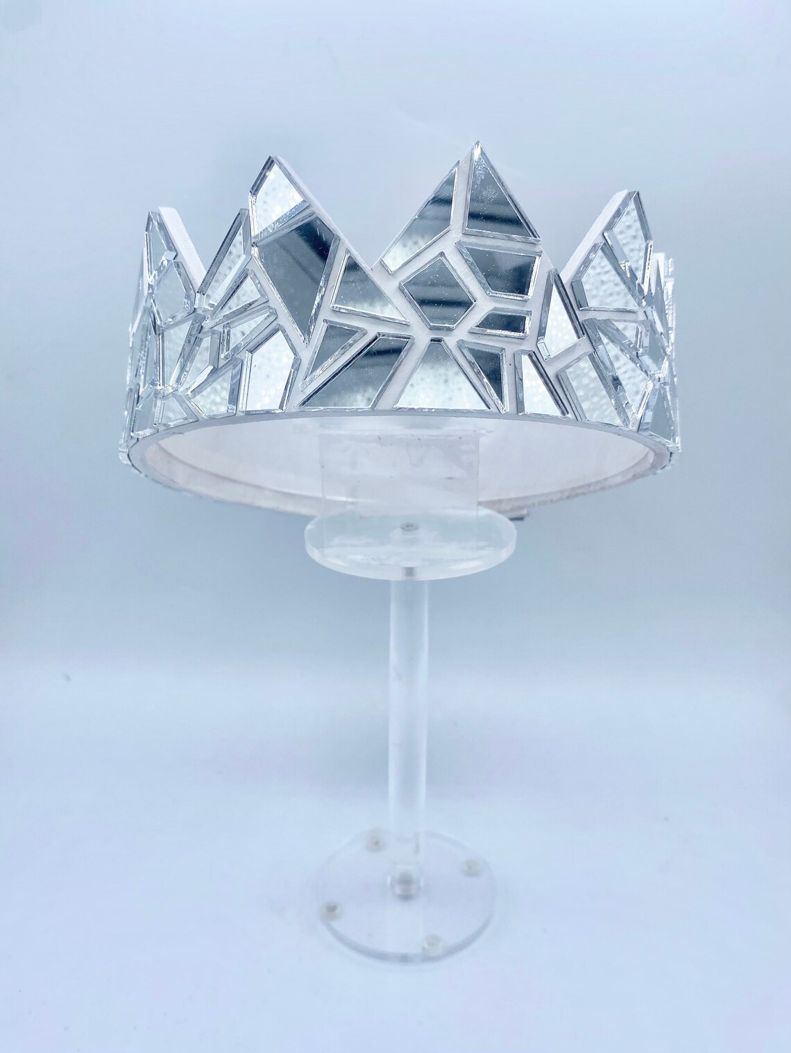 Silver Mirror Crown on White Leather - Etsy