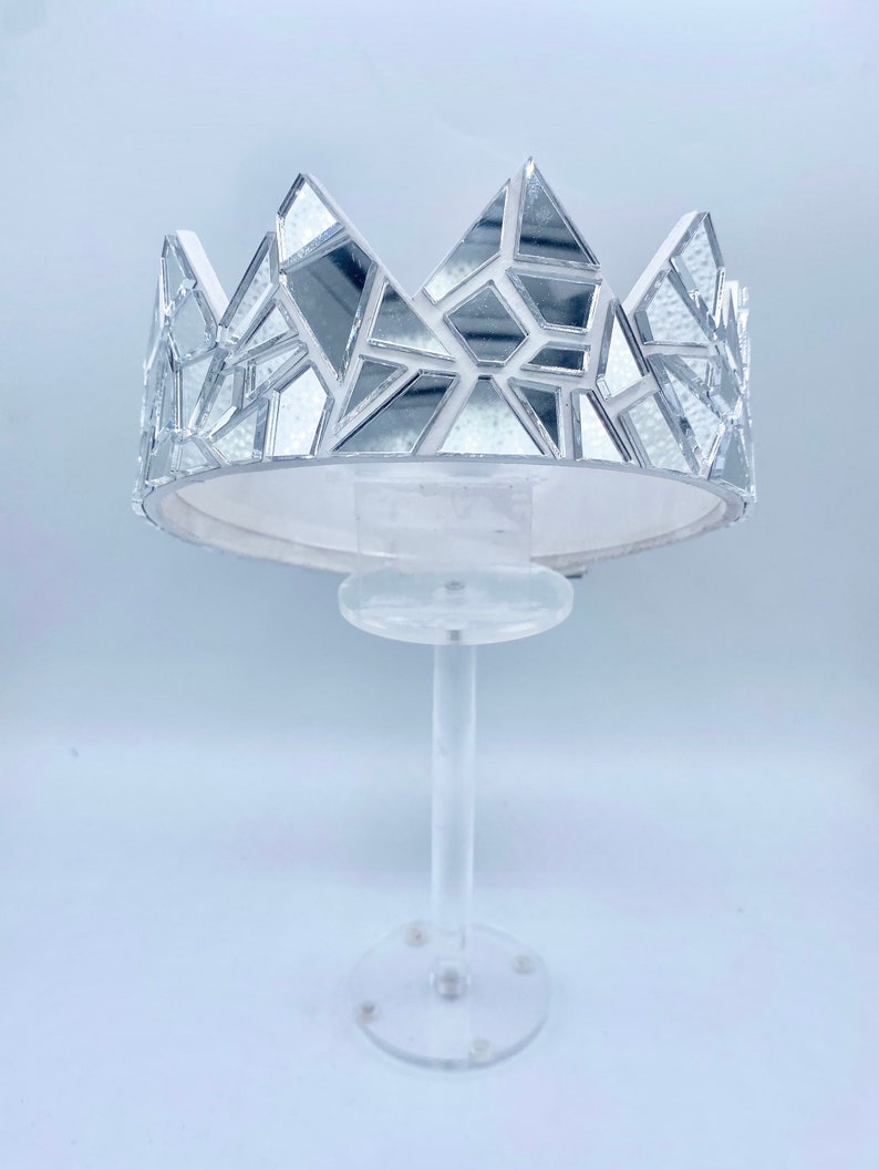 Silver Mirror Crown on White Leather - Etsy