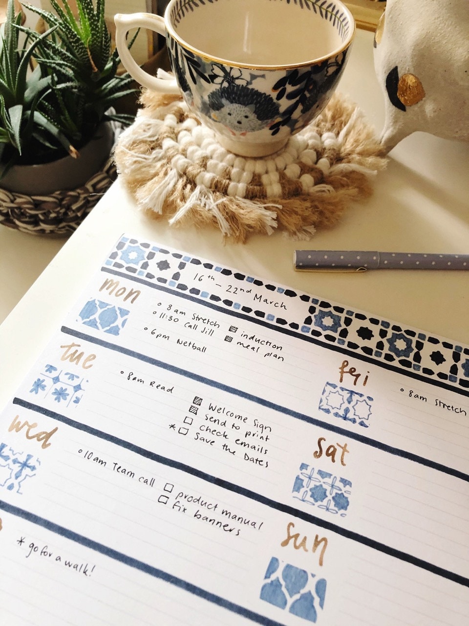 Moroccan Tiles A4 Weekly Desk Planner (tear-off Notepad, Week at a Glance) - Etsy