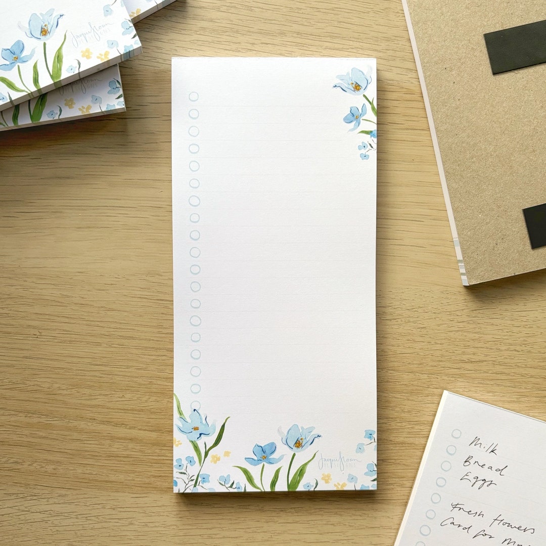 Forget Me Not Shopping to Do List | Painted Blue Floral Magnetic DL ...