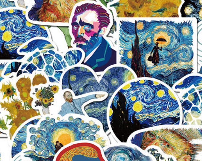 Van Gogh Skeleton Sticker Skull Water Bottle Sticker - Etsy