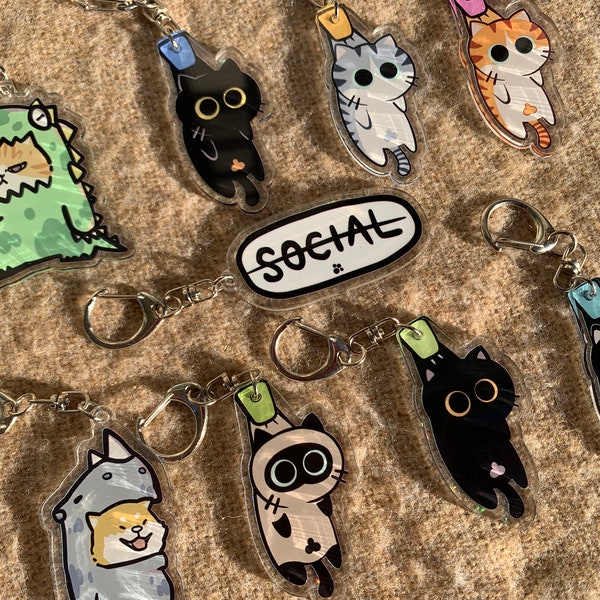 Cat Keychain - Etsy