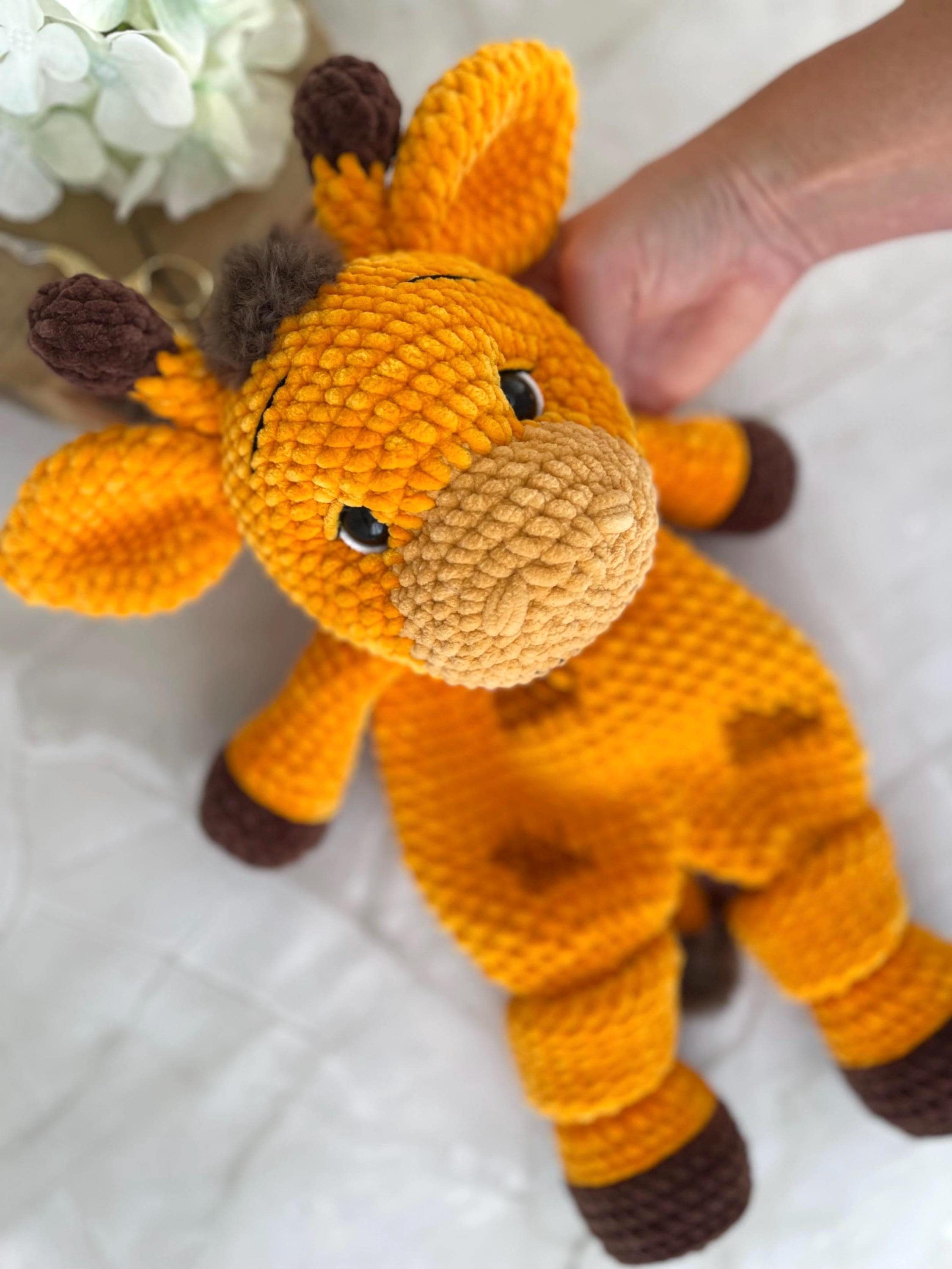 Crochet Giraffe Lovey Pattern PDF + Video - Chenille Yarn Plush ...