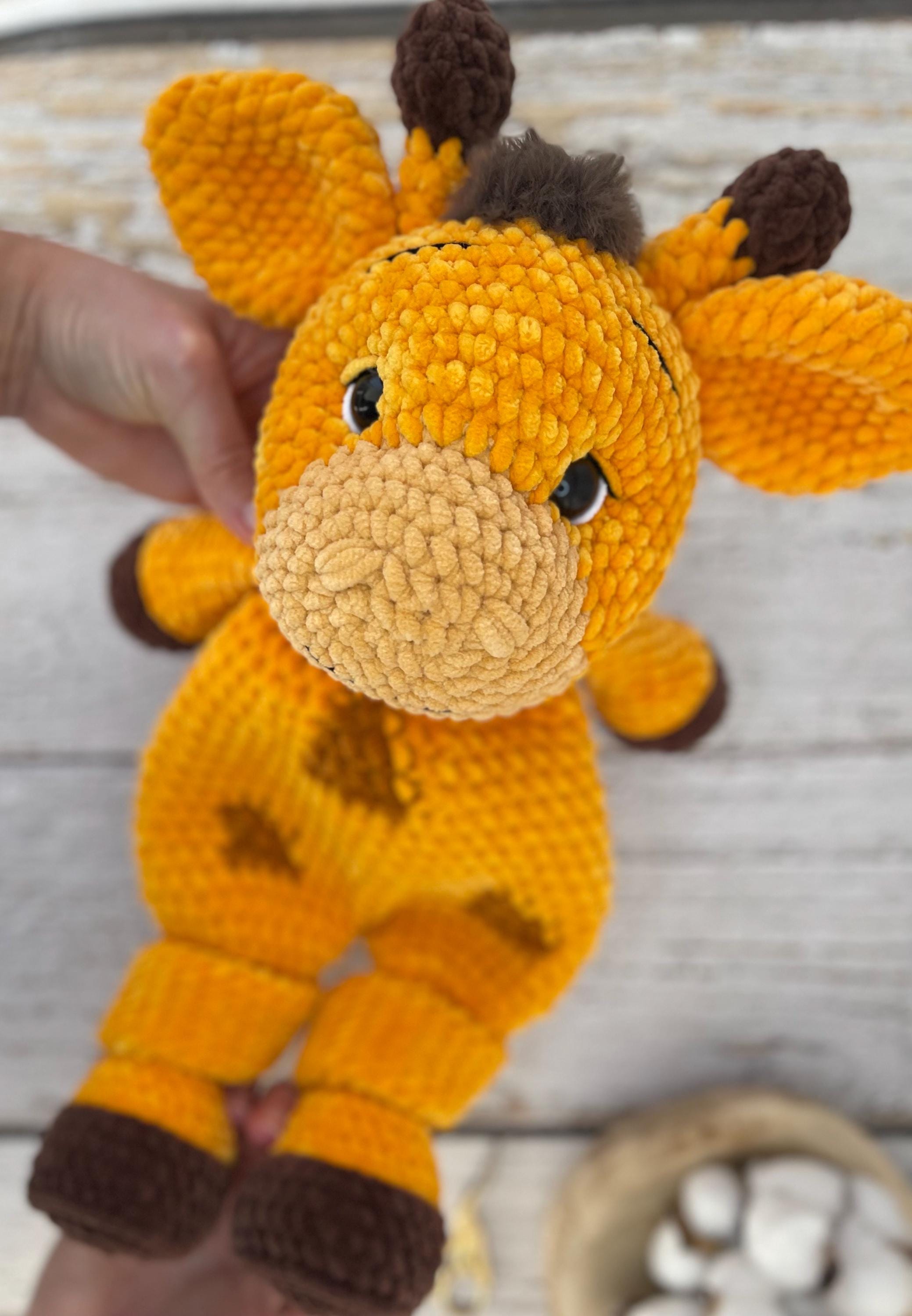 Crochet Giraffe Lovey Pattern PDF + Video - Chenille Yarn Plush ...