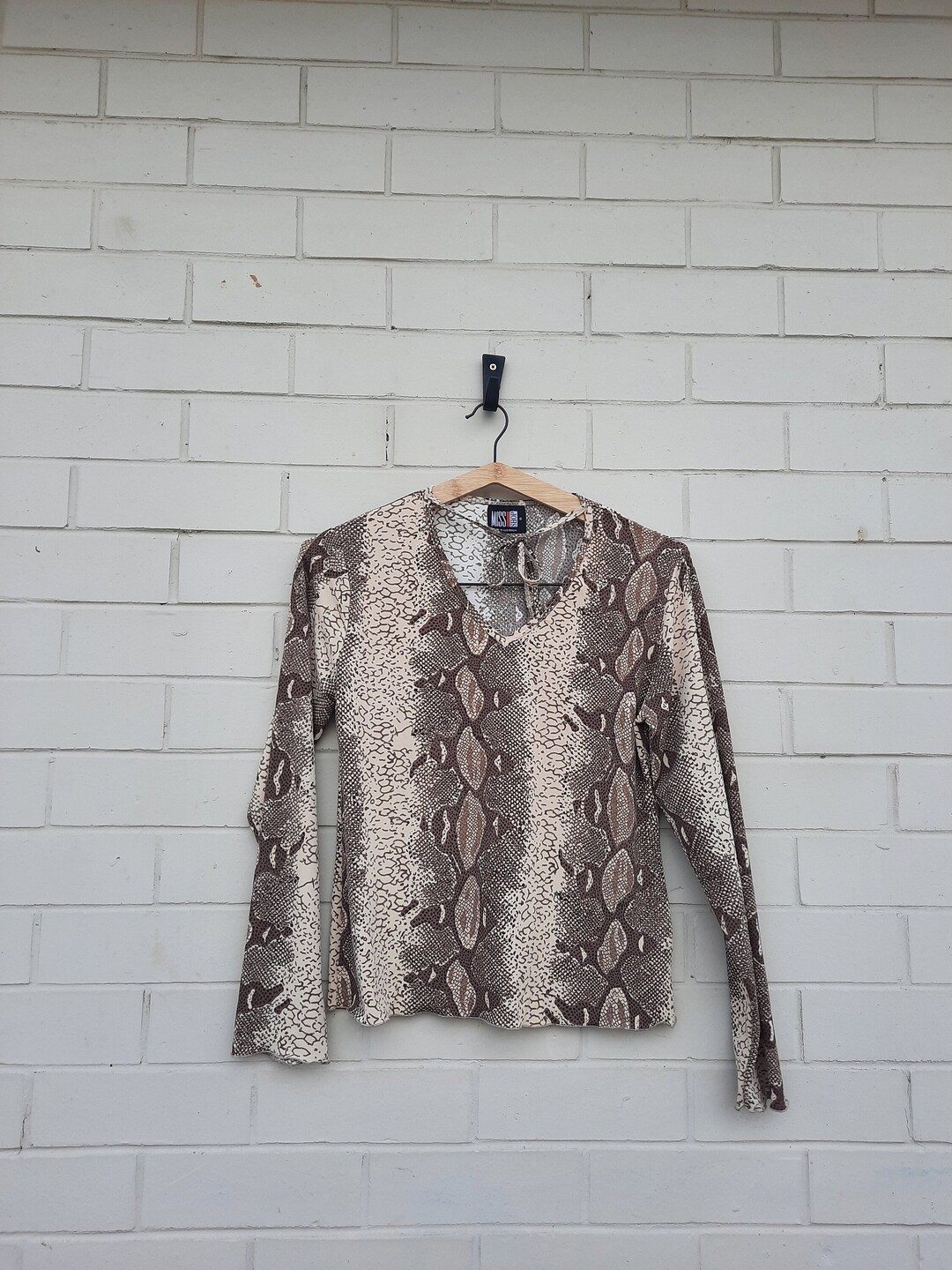 Miss Shop 90s Vintage Made in Australia Reptile Snake Print Necktie Top ...