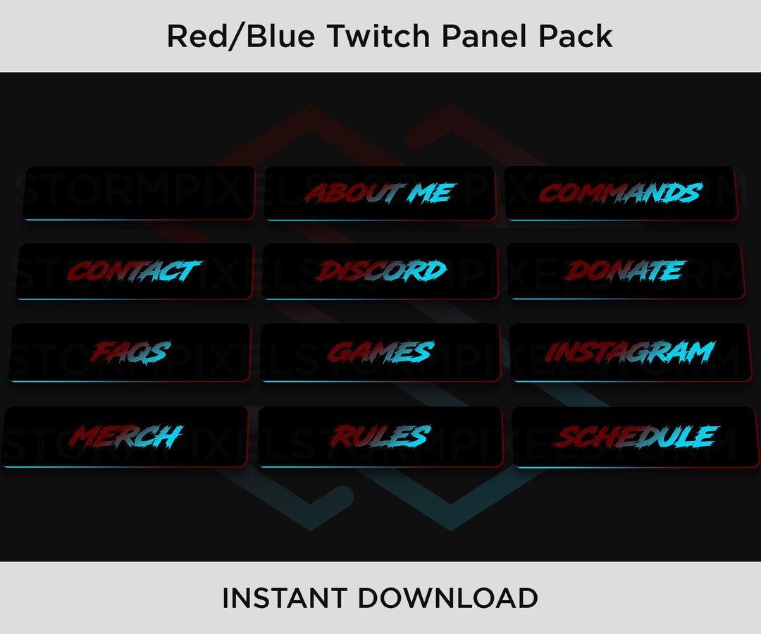 24x Twitch Panels Red/blue Panel Pack - Etsy