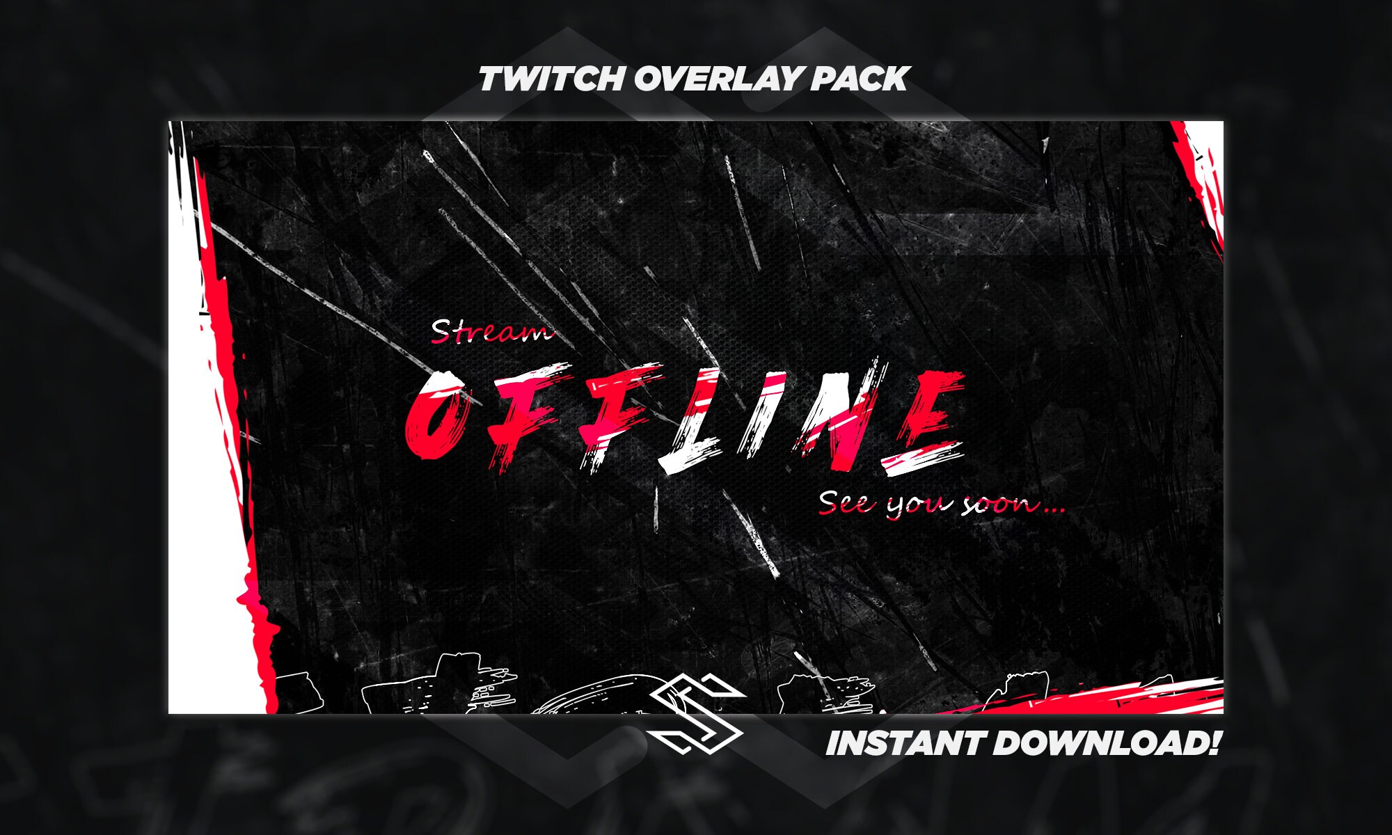 Twitch Overlay Pack | Red Grunge Twitch Pack | Instant Download - Etsy