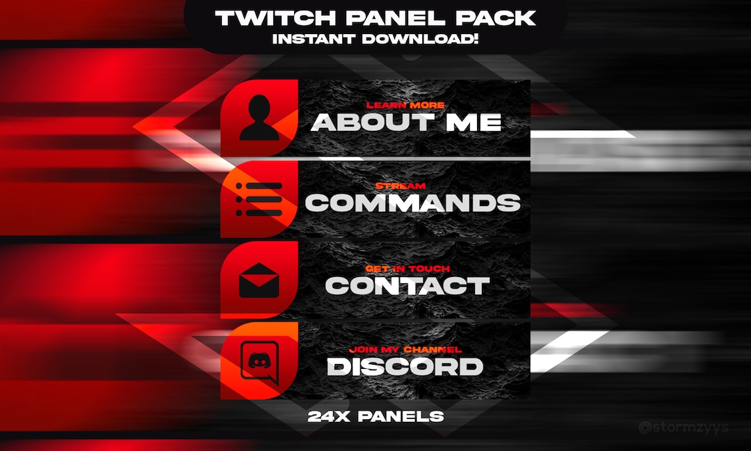 24x Twitch Panels | Red Panels | Black Ocean | Instant Download - Etsy