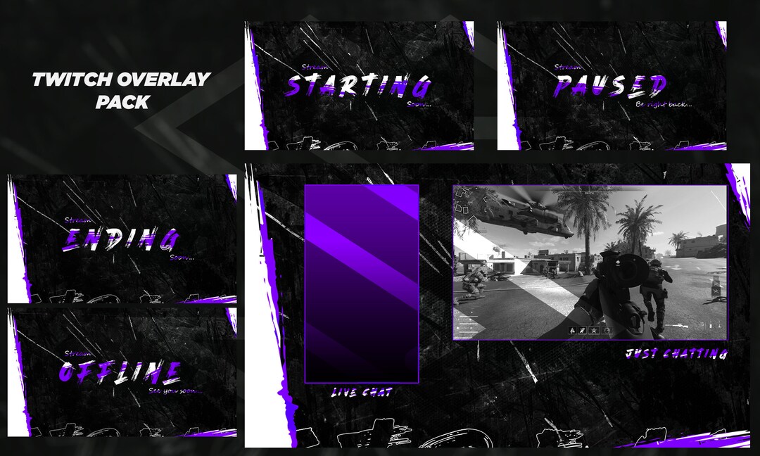Twitch Overlay Pack Purple Twitch Pack Instant Download - Etsy