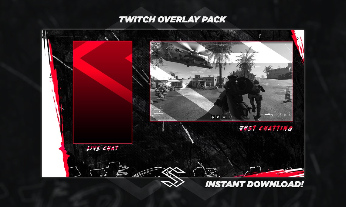 Twitch Overlay Pack | Red Grunge Twitch Pack | Instant Download - Etsy