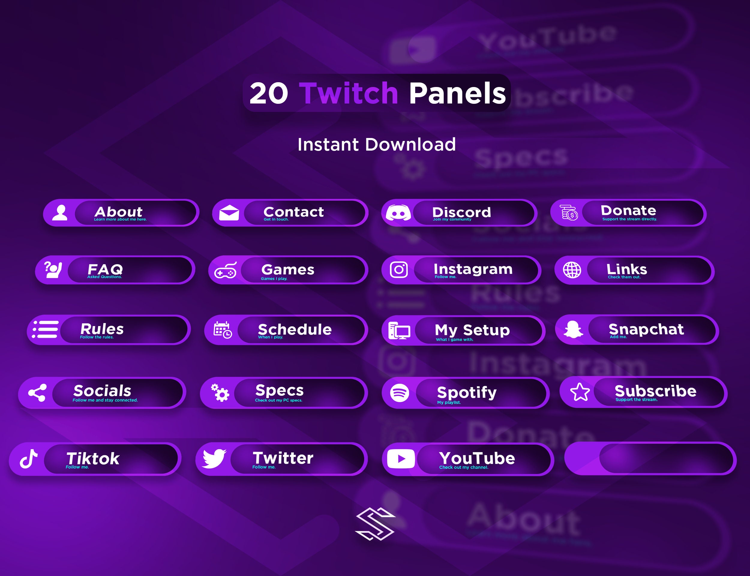 Twitch Panels | Abstract Panels | Stream Panels | Purple Stream Pack - Etsy