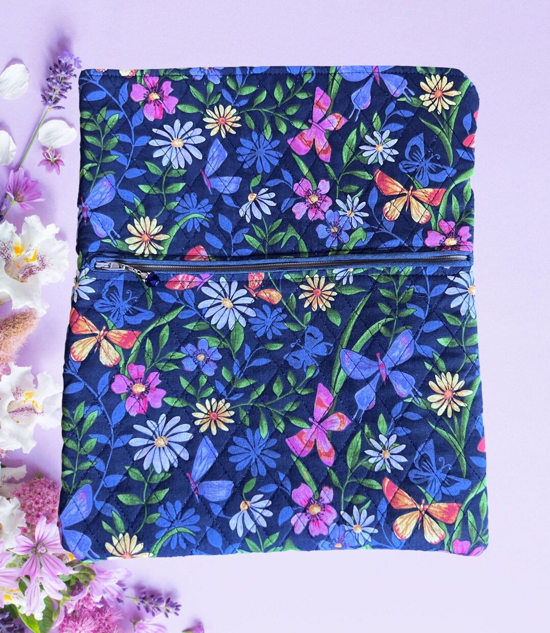 Dual Zip | Large Book Sleeve With Zipper | Quilted | Padded | Handmade ...