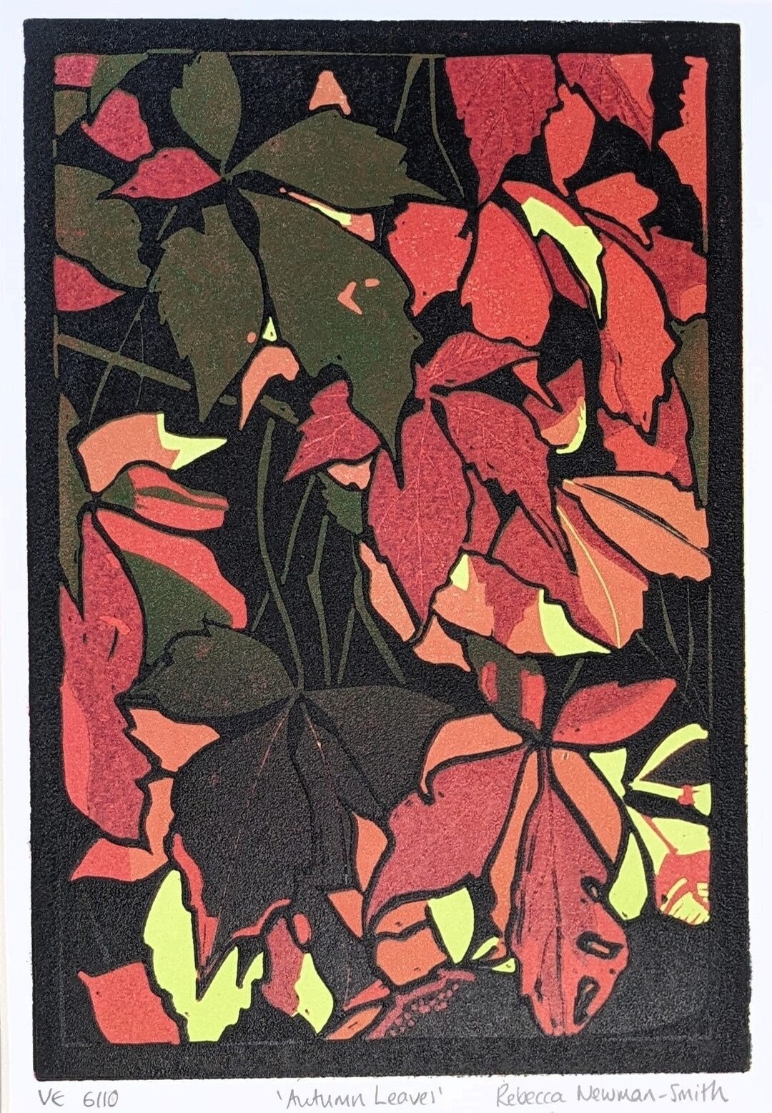 Handmade Limited Edition Lino Print - Autumn Leaves - Etsy