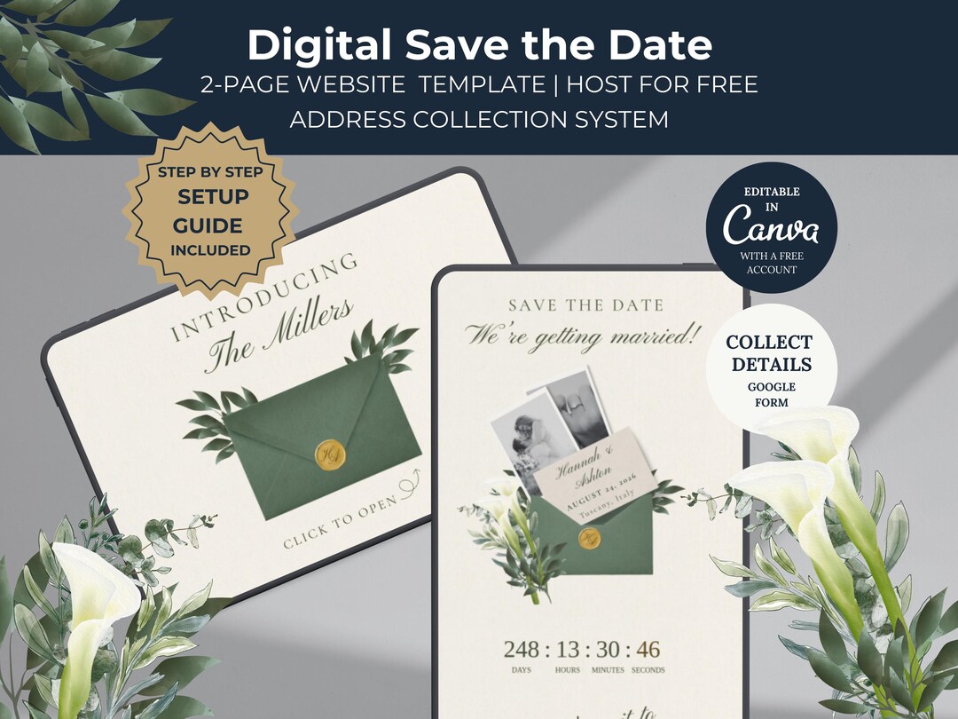 Digital Save the Date Template | Canva Website | Animated Envelope ...
