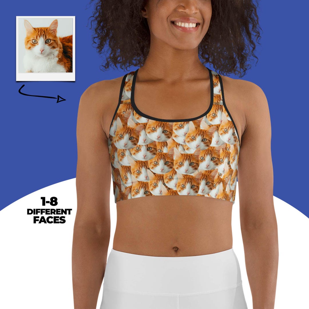 Personalized Cat Face Bra, Custom Cat Photo Bra, Cat Mom Gift, Pet ...