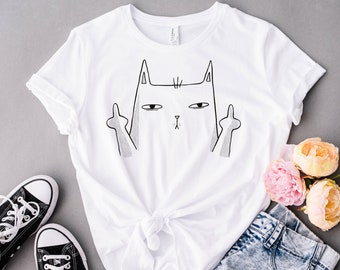 Cat Middle Finger Shirt - Etsy