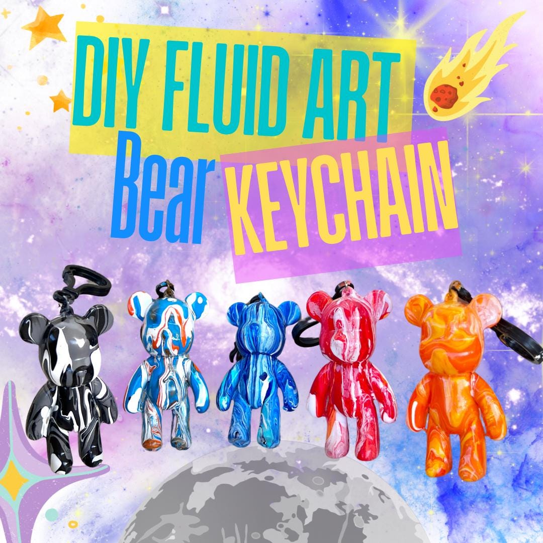 DIY Fluid Art Bear Keychain Kit - Etsy
