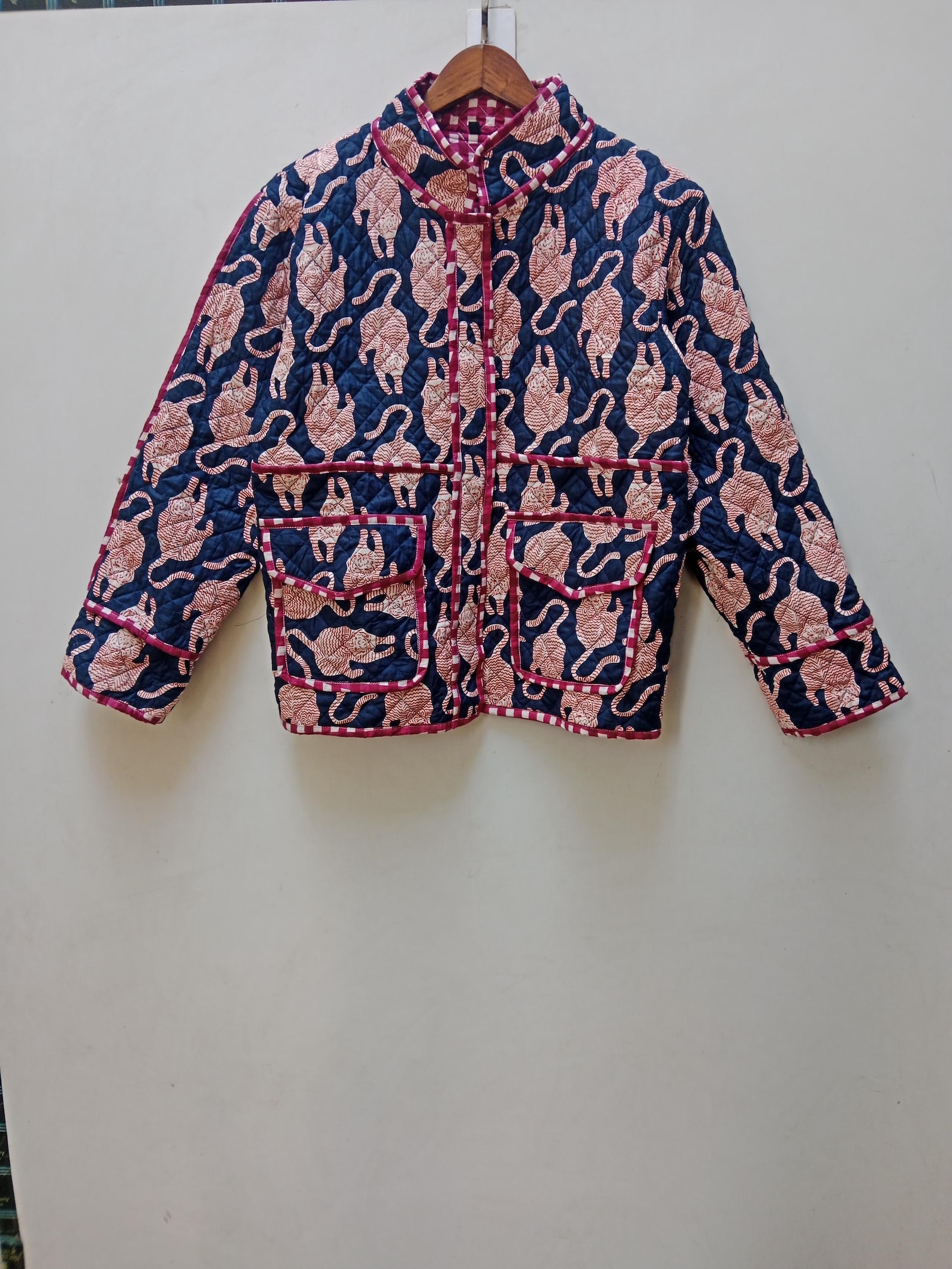 美しいハンドメイドコットンキルティングジャケット、ハンドブロックプリントジャケット - Etsy 日本